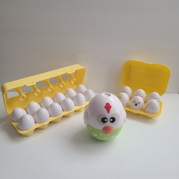 Toys | Set Of 2 Egg Cartons With Shape Matching Colors Nesting Chicken ...